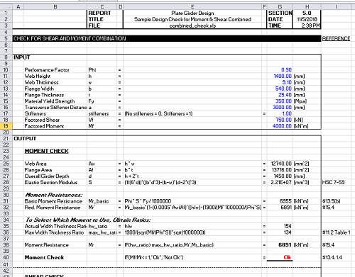 Plate Girder Design Spreadsheet Calculator Check for Moment and Shear ...